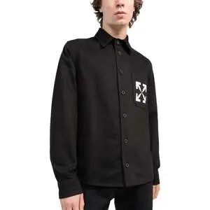 Off-White Ss22 Arrow Logo Pattern Denim Long Sleeves Shirt Black