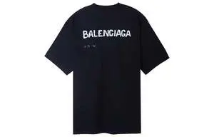 Balenciaga Hand Drawn T-shirt Large Fit - Black