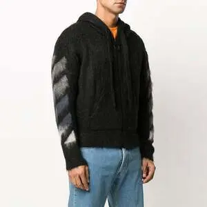 Off-White Back Printing Hooded Knit Jacket