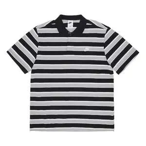 Nike Club Striped Polo Shirt 'black Grey - Black/grey