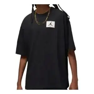 JORDAN Fw22 Round Neck Logo Label Short Sleeve T-shirt - Black