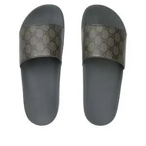 Gucci Gg Monogram Slide - Grey/black