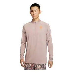 Nike Dri-fit 1/4 Zip Running Top - Malt/bright Ceramic
