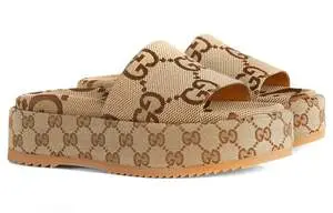 Gucci Platform Slide Sandals With Monogram