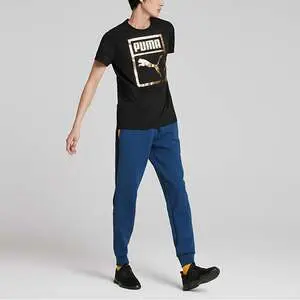 PUMA Bronzing Printing Casual Sports Round Neck Short Sleeve - Black