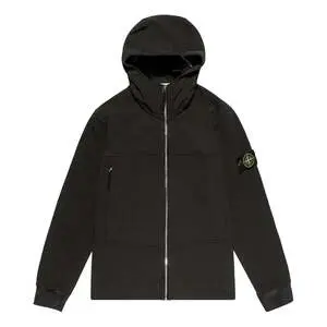Stone Island Badge Logo Hooded Jacket - Black