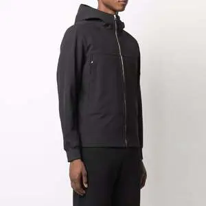 Stone Island Badge Logo Hooded Jacket - Black