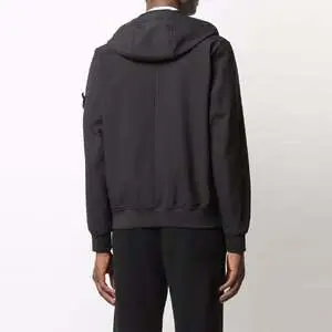 Stone Island Badge Logo Hooded Jacket - Black