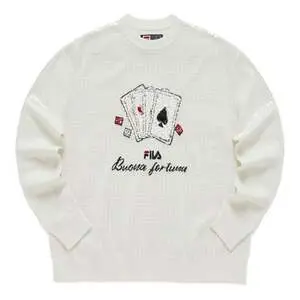 FILA Embellished Graphic Pullover Sweater - White/black