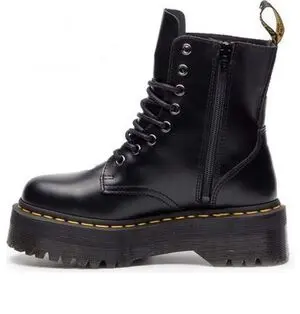Dr. Martens Jadon Smooth Leather Platform Combat Boots - Black