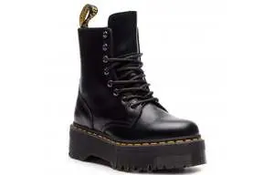 Dr. Martens Jadon Smooth Leather Platform Combat Boots - Black
