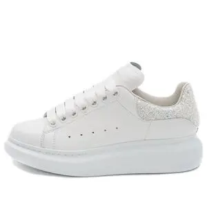 Alexander McQueen Oversized Glitter Heel Sneakers - White/silver