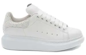 Alexander McQueen Oversized Glitter Heel Sneakers - White/silver