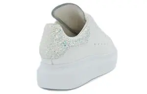 Alexander McQueen Oversized Glitter Heel Sneakers - White/silver