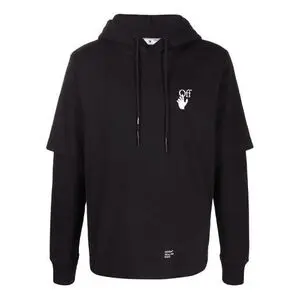 Off-White Black Double Layer Sleeve Hoodie - Multi-color