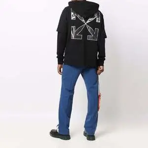Off-White Black Double Layer Sleeve Hoodie