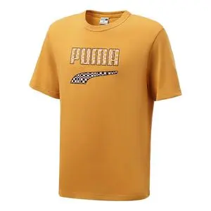 PUMA Logo Printing Sport Round Neckshort Sleeve - Orange