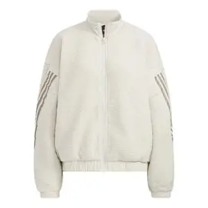 Adidas Fleece Zip Jacket With Sporty Stripes - Brown