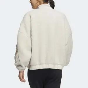 Adidas Fleece Zip Jacket With Sporty Stripes