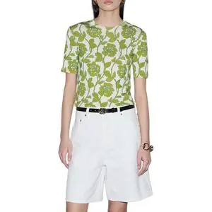 Gucci Floral Print Fine Wool Silk T-shirt