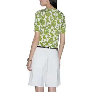 Gucci Floral Print Fine Wool Silk T-shirt