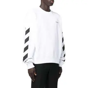 Off-White Diagonal Stripe Long Sleeve Sweatshirt - White