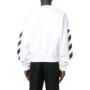 Off-White Diagonal Stripe Long Sleeve Sweatshirt - White