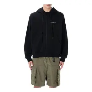 Off-White Cotton Hooded Sports Black