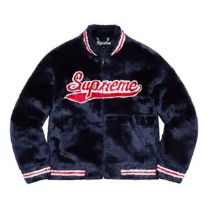 Supreme Faux Fur Varsity Jacket - Dark Blue