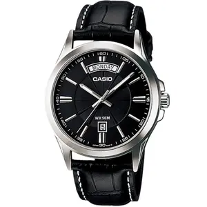 Casio Analog Dress Watch With Day And Date Display - Black