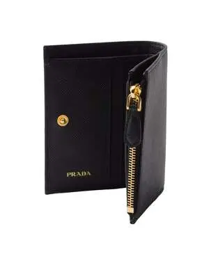 Prada Fw25 Small Saffiano Leather Wallet - Black