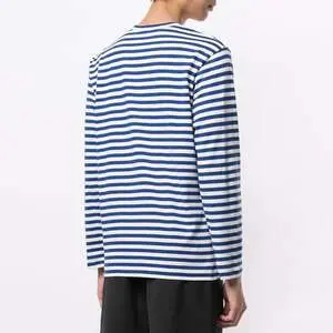 Play Comme Des Garcon Striped Big Heart Long-sleeve T-shirt - Blue/white