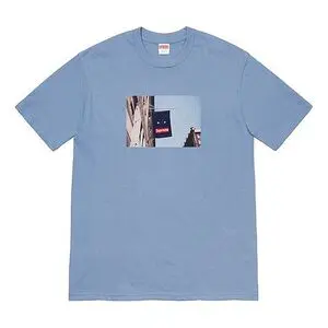 Supreme Fw19 Week 1 Banner Tee Short Sleeve Blue Gray - Bluegray