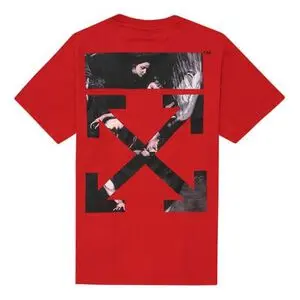 Off-White Painting Arrow Print Short Sleeve Tee - Red
