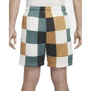 JORDAN Plaid Splicing Logo Straight Shorts