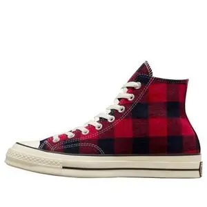 CONVERSE Beyond Retro X Chuck 70 Hi Upcycled Flannel Sneakers - Red/black/pristine