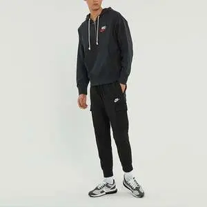 Nike Embroidered Logo Half Zip Hooded Knit Pullover