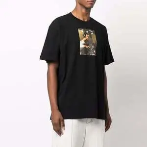 Off-White Fw21 Pattern Alphabet Printing Round Neck Short Sleeve Loose Fit Black - Black/multicolor