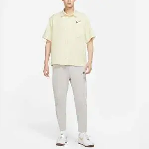 Nike Logo Single Breasted Solid Color Short Sleeve Lime Shirt