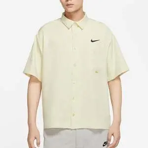 Nike Logo Single Breasted Solid Color Short Sleeve Lime Shirt