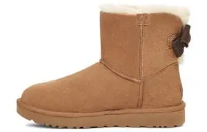 UGG Mini Bailey Suede Bow Boots - Beige