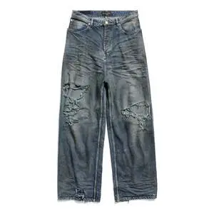 Balenciaga Baggy Distressed Denim Pants - Light Blue