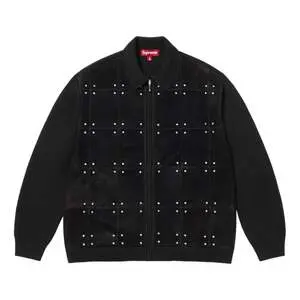 Supreme Studded Suede Zip Up Cardigan