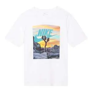 Nike Printing Pattern Round Neck Short Sleeve - White