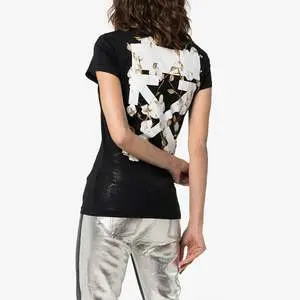 Off-White Cotton Arrows Sketch Print Short Sleeve T-shirt