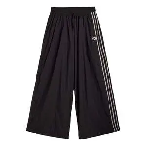 Adidas Y-3 Raw Edge 3 Stripes Wide Leg Pants - Black