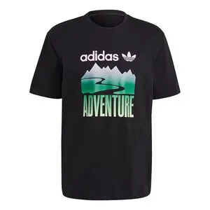 Adidas Originals Adv Mount Tee Retro Pattern Sports Short Sleeve - Black