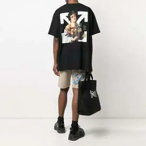 Off-White Cartoon Graphic Loose Fit T-shirt - Black
