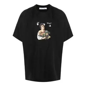 Off-White Cartoon Graphic Loose Fit T-shirt - Black