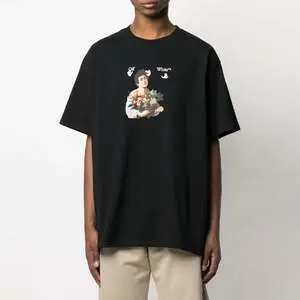Off-White Cartoon Graphic Loose Fit T-shirt - Black